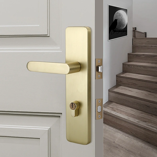 Filta Modern Black Panel Bathroom Door Lock Handle With Plate